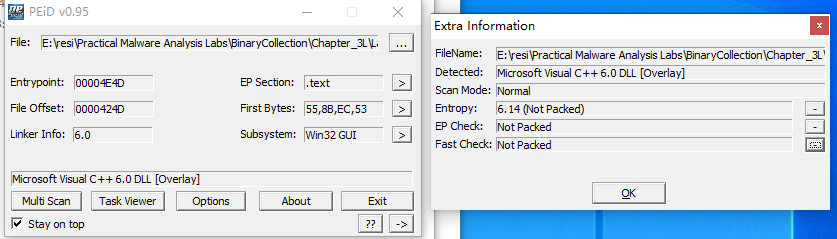 恶意代码分析实战——Lab03-02.dll分析篇_使用peview查看文件的结构和字符串列表,显示该恶意代码只导入了kernel32.dll-CSDN博客