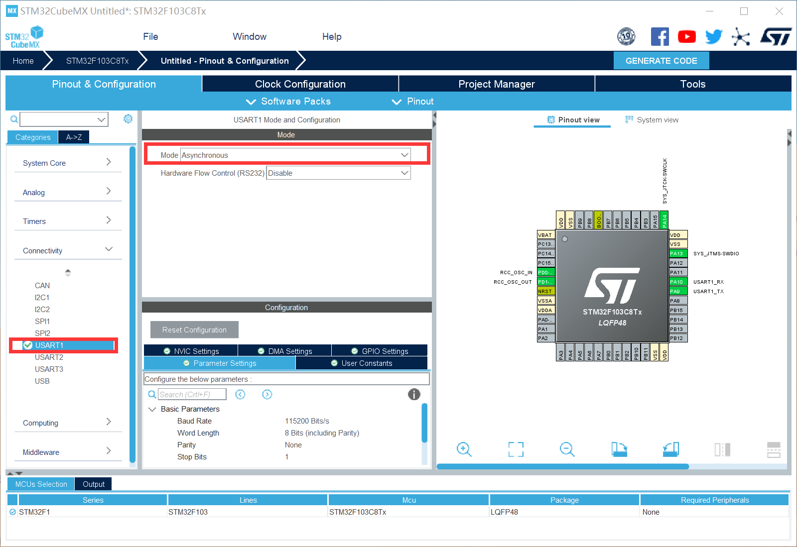 STM32系列(HAL库)——F103C8T6获取DHT11温湿度串口打印_温湿度传感器要接在stm32f103c8t6哪里-CSDN博客