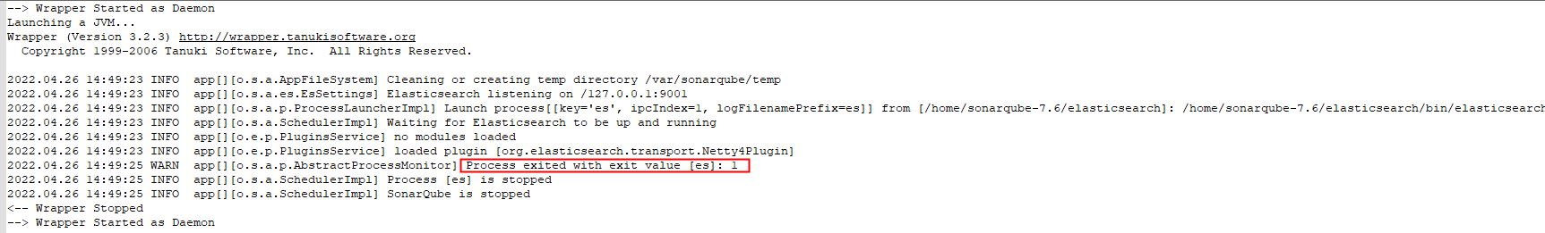 sonar启动失败原因分析_process exited with exit value [elasticsearch]: 1-CSDN博客