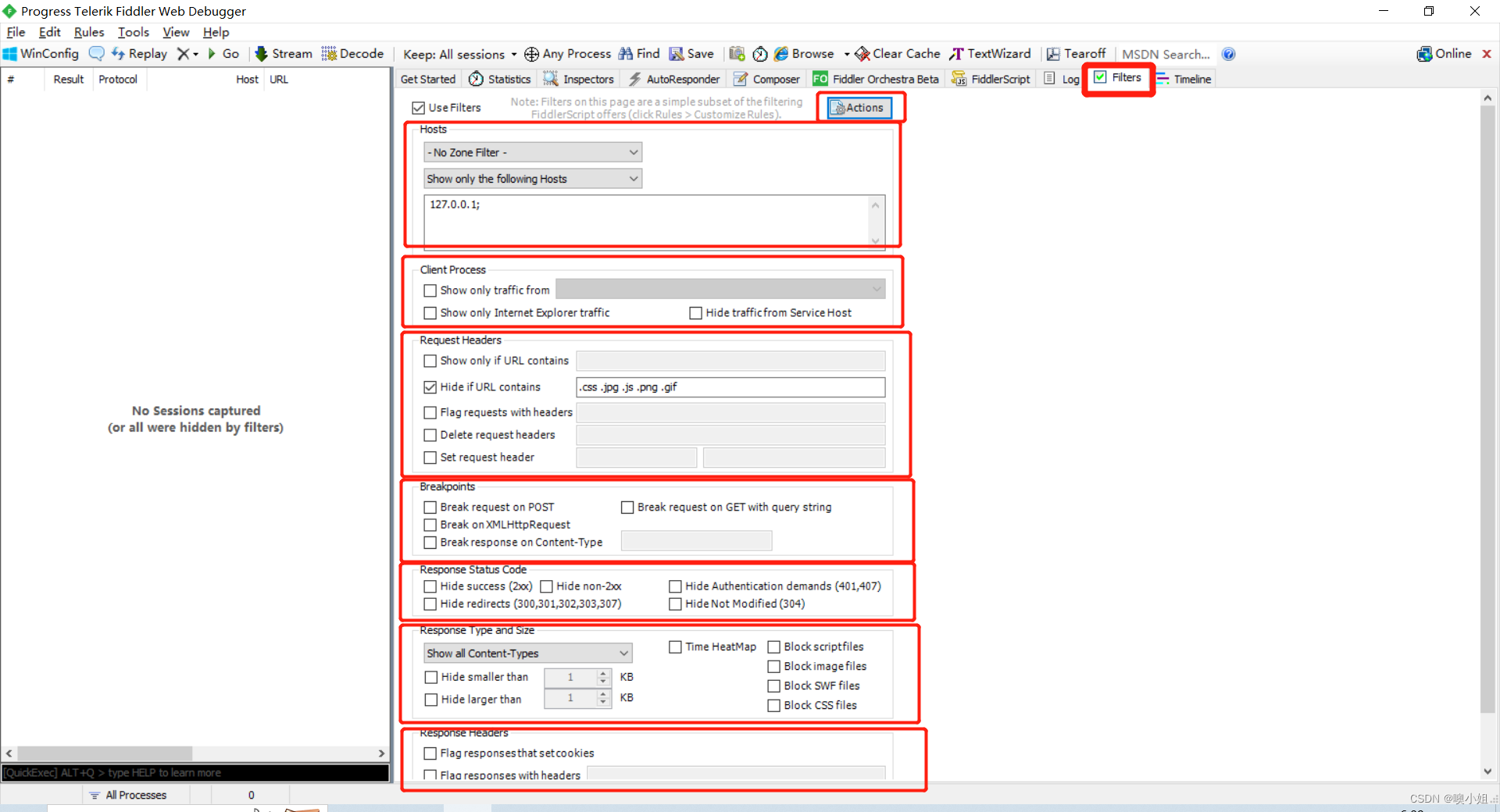 Fiddler - 过滤器filters_fiddler 过滤请求-CSDN博客