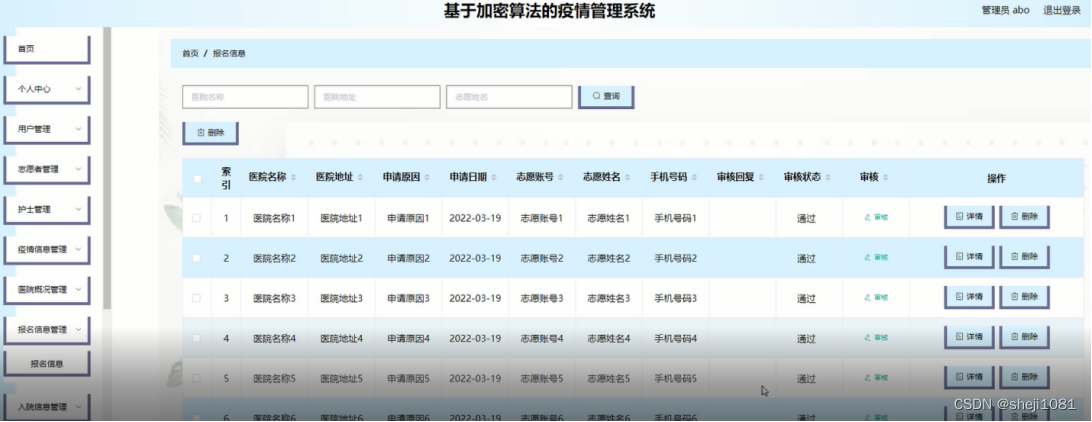 附源码 计算机毕业设计nodejs加密算法的疫情管理系统（程序lw）系统配置加密算法管理界面 Csdn博客 