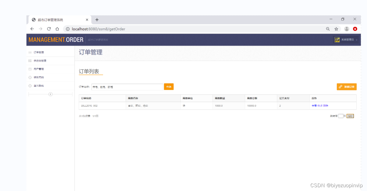 基于ssm的超市订单管理系统设计与实现ssm超市管理 Csdn博客 