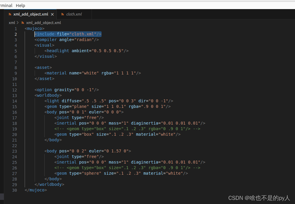 Mujoco xml编写（二）_mujoco的xml文件-CSDN博客