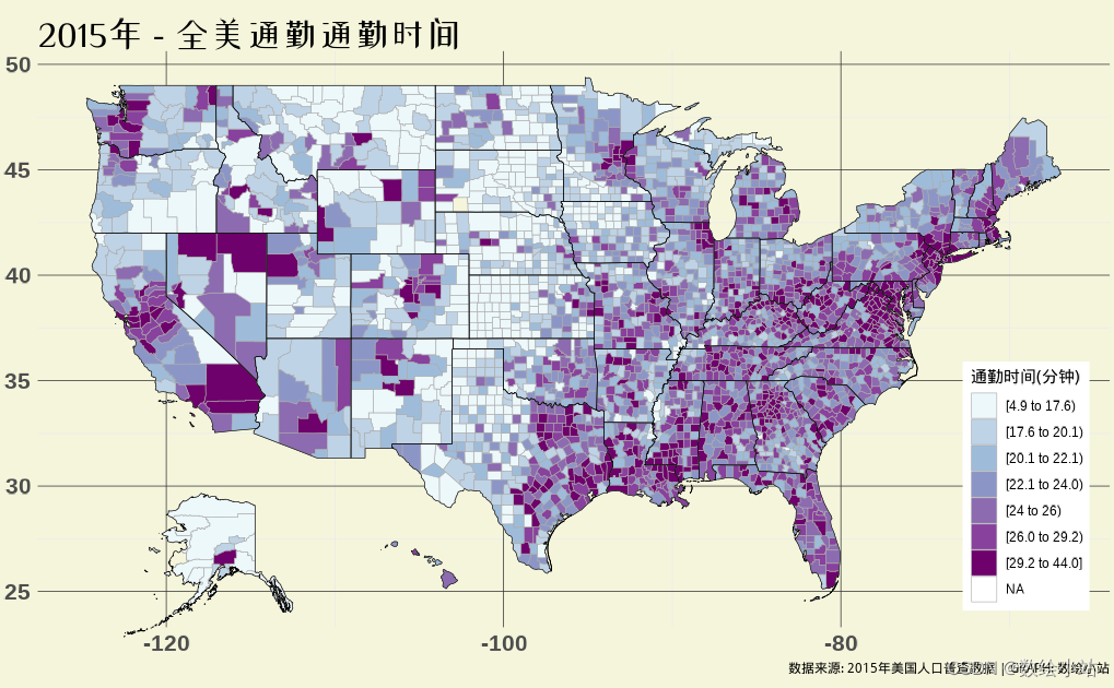 20180430-A · ACS Census Data (2015) · ggplot2 maps rcstatebin 地图 热图 蜂窝 ...