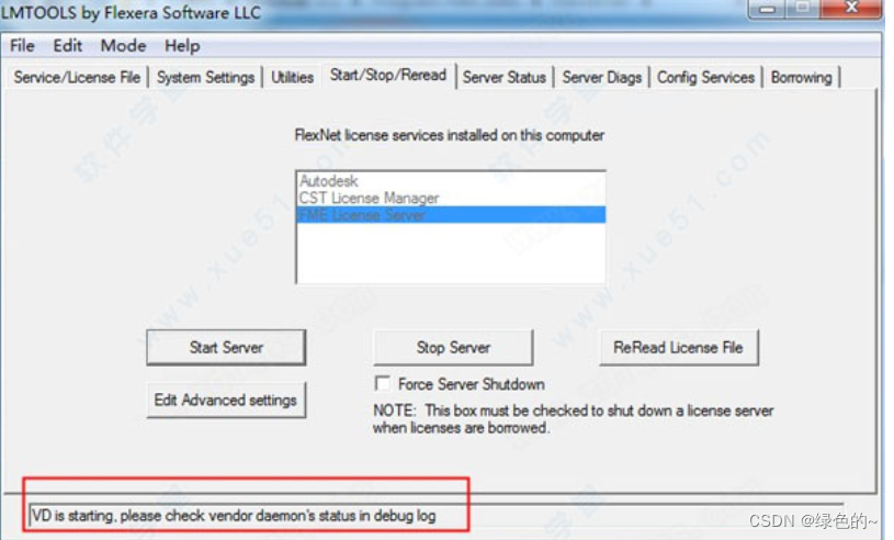 VD is starting, please check vendor daemon‘s status in debug_vd is starting please check vendor ...