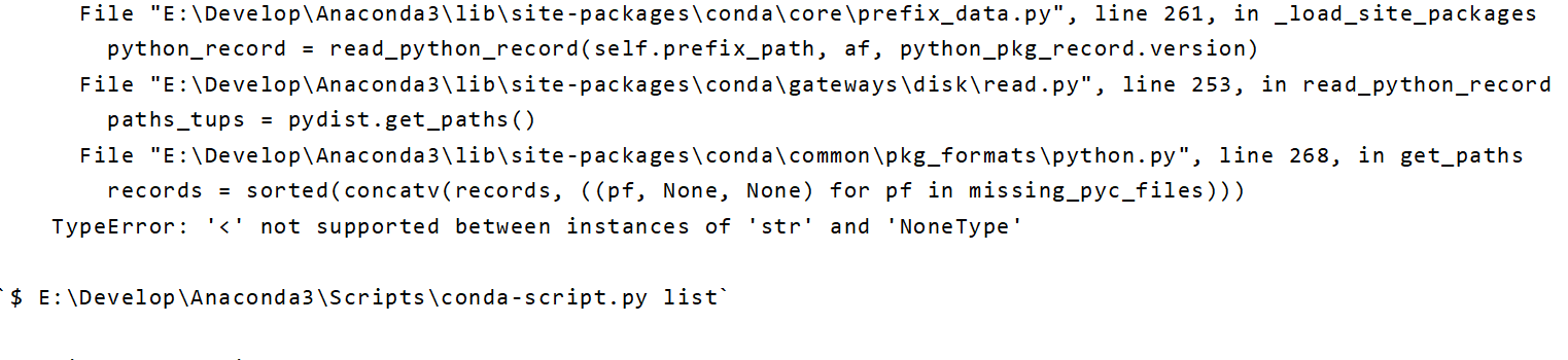 conda-list-typeerror-not-supported-between-instances-of-str