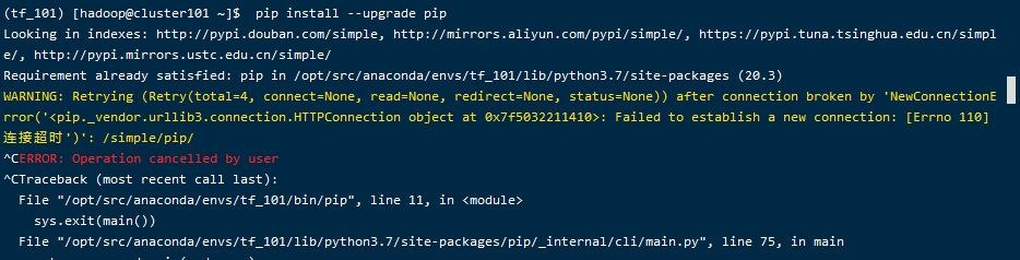 Solve the problem of warning retrying (retry(total=4 connect=none read=none redirect=none status ...