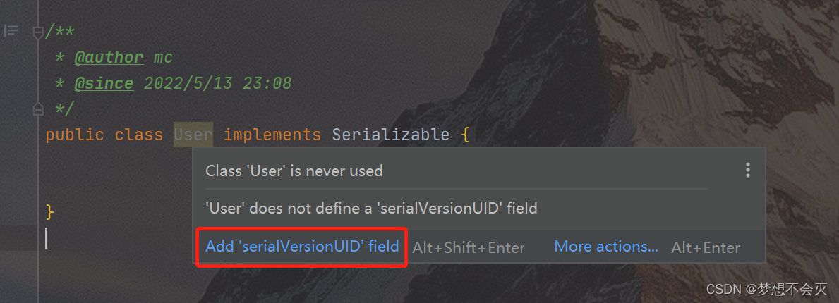 IDEA 快捷生成 Serializable 序列化 UID的方法_idea生成serializable序列号-CSDN博客