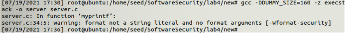 软件安全实验——lab4 Format String Vulnerability Lab（格式化字符串漏洞实验最新版——2020年1月12日更新）_设计格式字符串漏洞攻击检测程序-CSDN博客