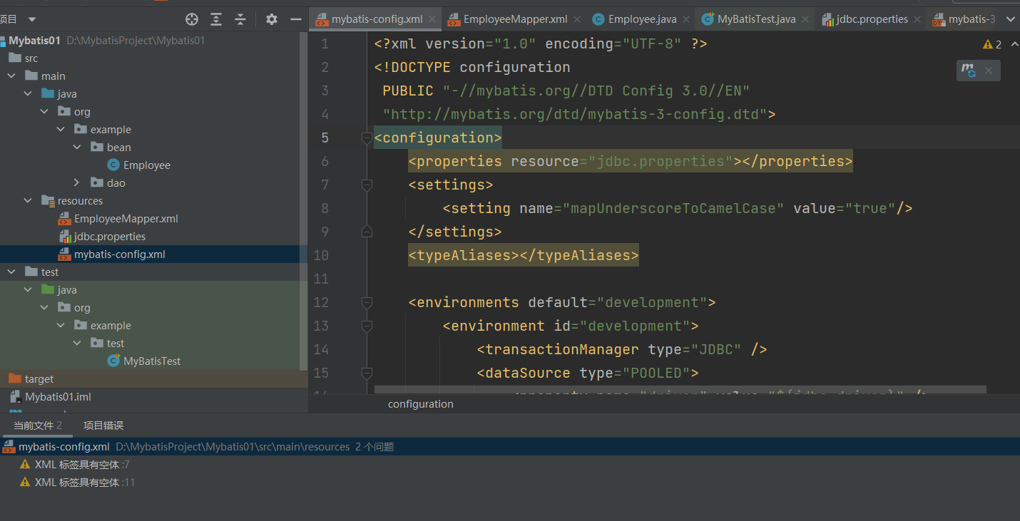 The content of element type “configuration“ must match “(properties?,settings?,typeAliases?_the ...