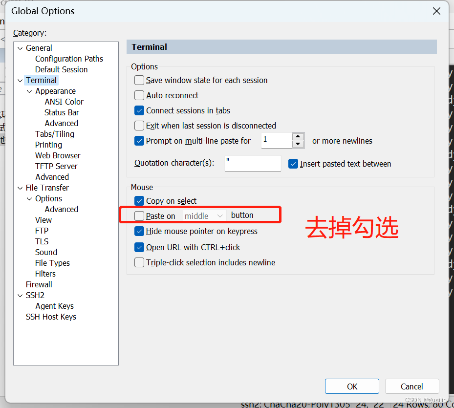 Securecrt取消右键自动粘贴 Csdn博客