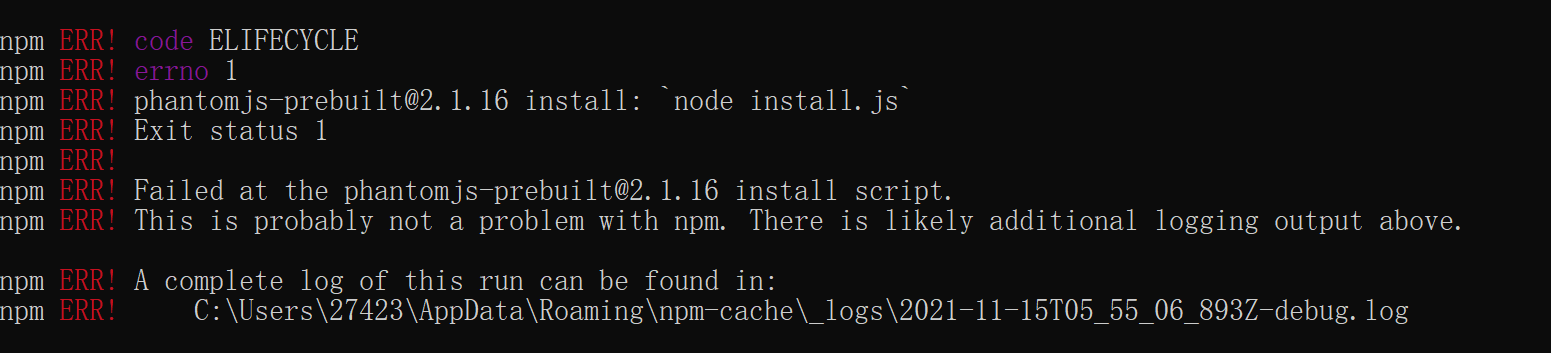 phantomjs-prebuilt@2.1.16 install: `node install.js` - Programmer Sought