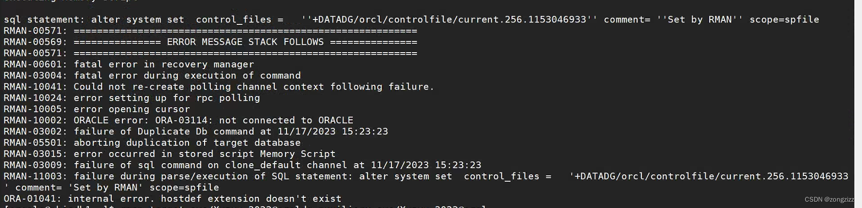 搭建dg在duplicate过程中报错ORA-17628: Oracle error 19505 returned by remote Oracle server-CSDN博客