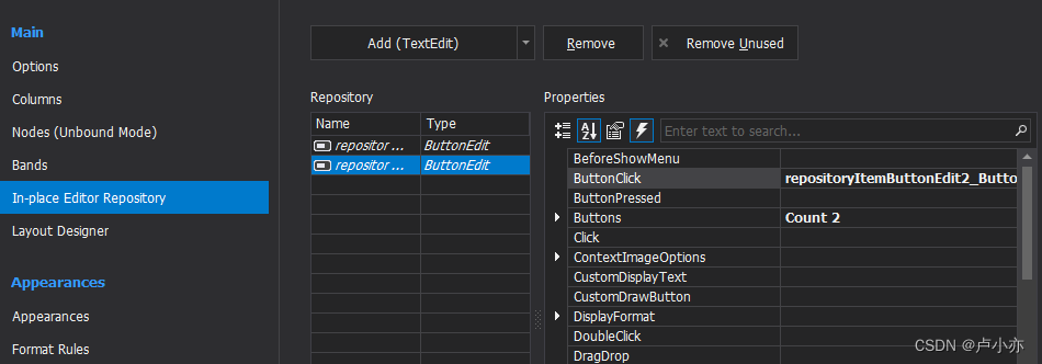 Devexpress Treelist操作列动态隐藏按钮dev Treelistview Columnbuttonclick Csdn博客