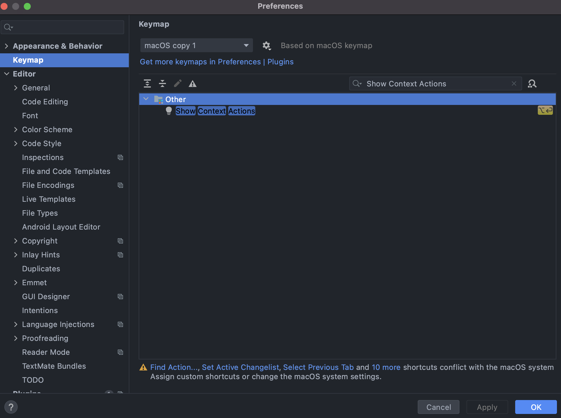 Mac解决IDEA中 ，自动补全快捷键⌥+回车不能使用_idea shortcuts macos 失效-CSDN博客