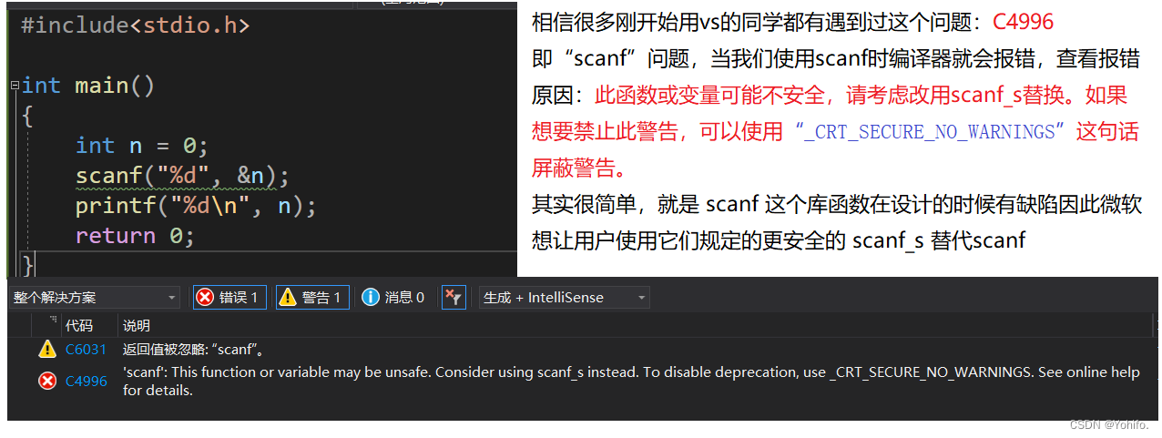 C4996 “scanf“ 问题——初学者使用VS的拦路虎-CSDN博客