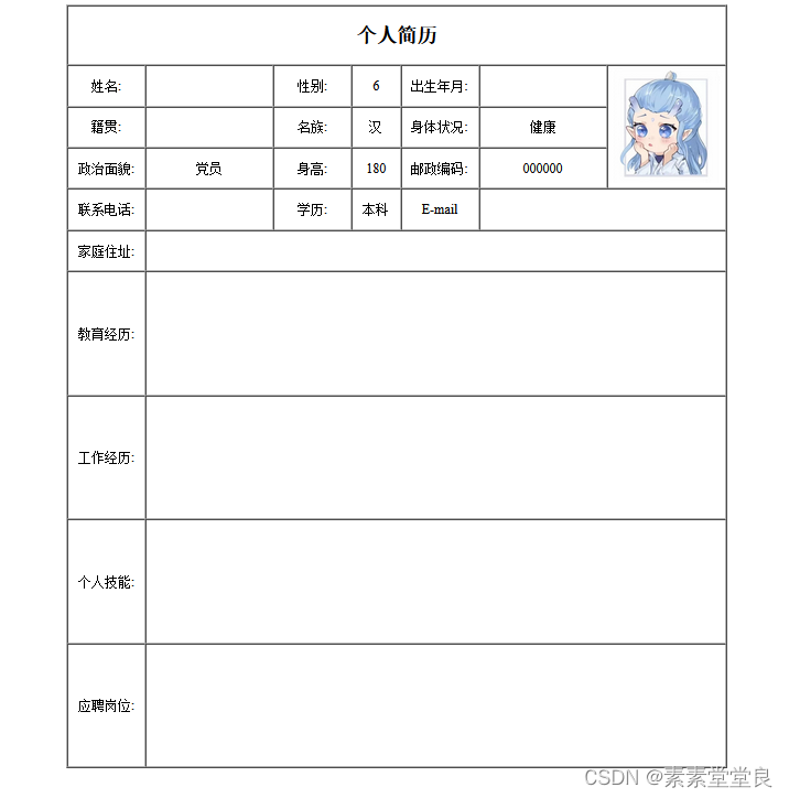 用HTML简单做简历-CSDN博客