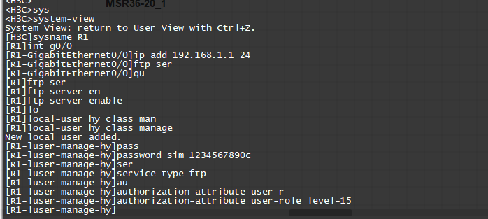 H3C配置管理实验--ftp_华三ftp配置-CSDN博客
