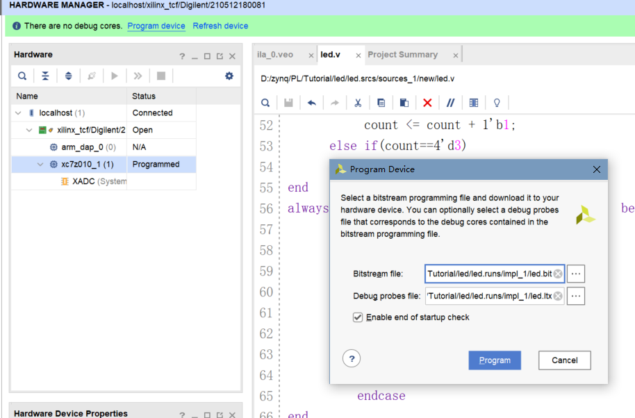 MYIR zynq fpga 学习过程（2）硬件调试_debug probes file怎么生成-CSDN博客