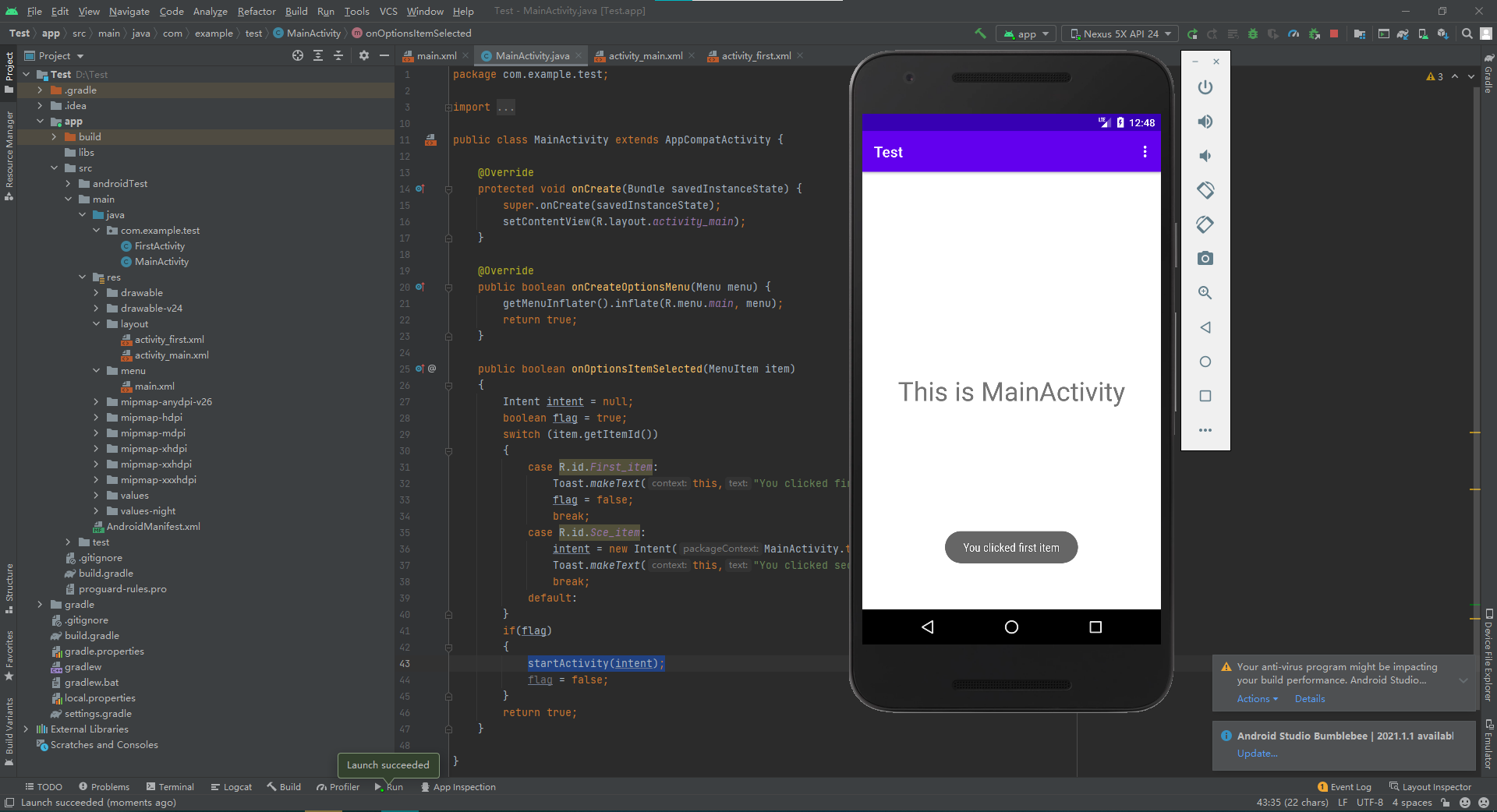 Android Studio Menu item 的简单使用_android menuitem-CSDN博客