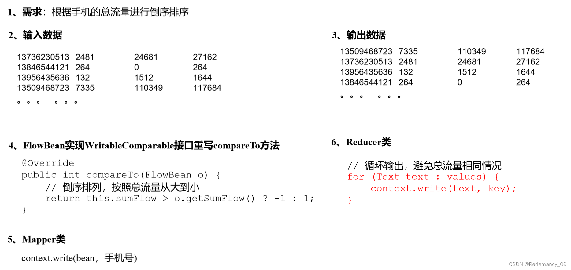 Hadoop中的mapreduce框架原理、writablecomparable排序、排序分类、writablecomparable排序案例实操（全排序）、（二次排序 