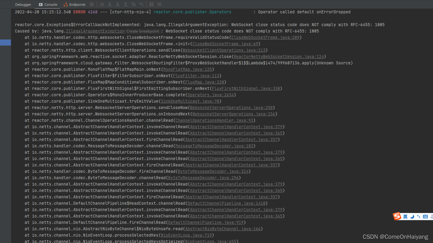 Springcloudgateway转发websocket客户端主动断开连接,网关服务报错1005 已解决gateway请求api服务卡顿会导致api与app的websokcet连接断开吗