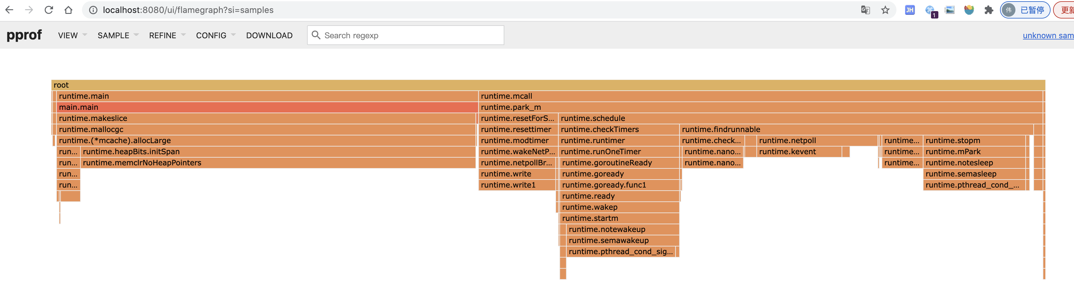 【golang】pprofile 内存 CPU 分析（火焰图）_go 内存占用分析 图形展示-CSDN博客