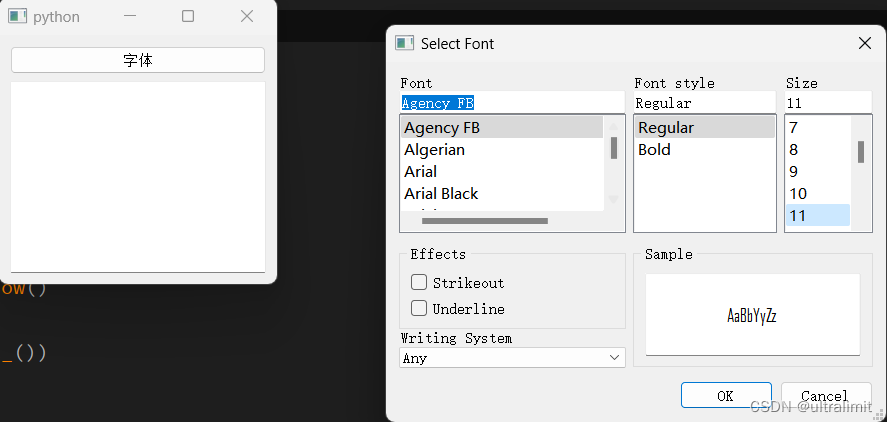 pyqt5-颜色和字体对话框（QColorDialog和QFontDialog）_python pyqt5 弹窗 字体红色-CSDN博客