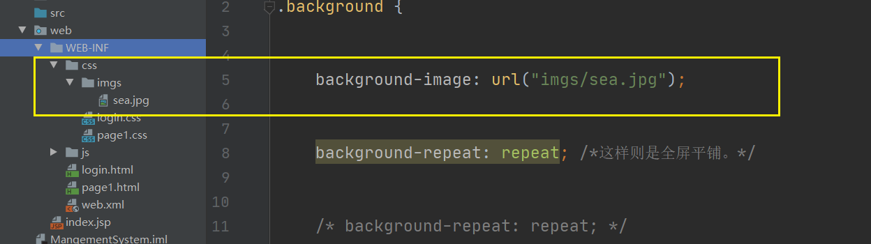 css的 background-image: url(“imgs/sea.jpg“)；url红色波浪线问题：路径问题_background ...