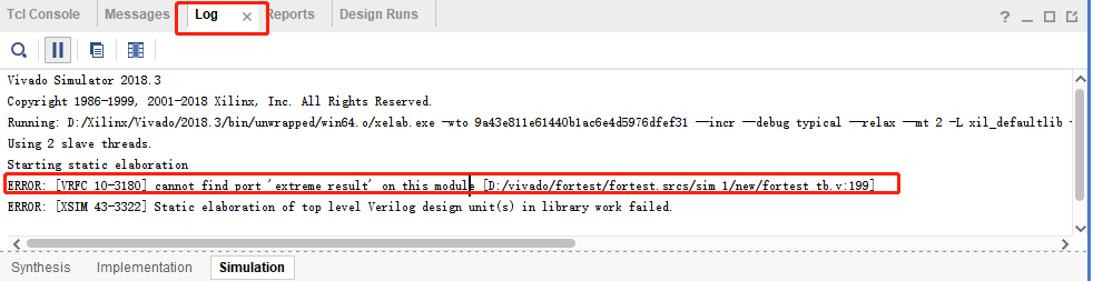 [USF-XSim-62] ‘elaborate‘ step failed with errors.[Vivado 12-4473] Detected error while running ...
