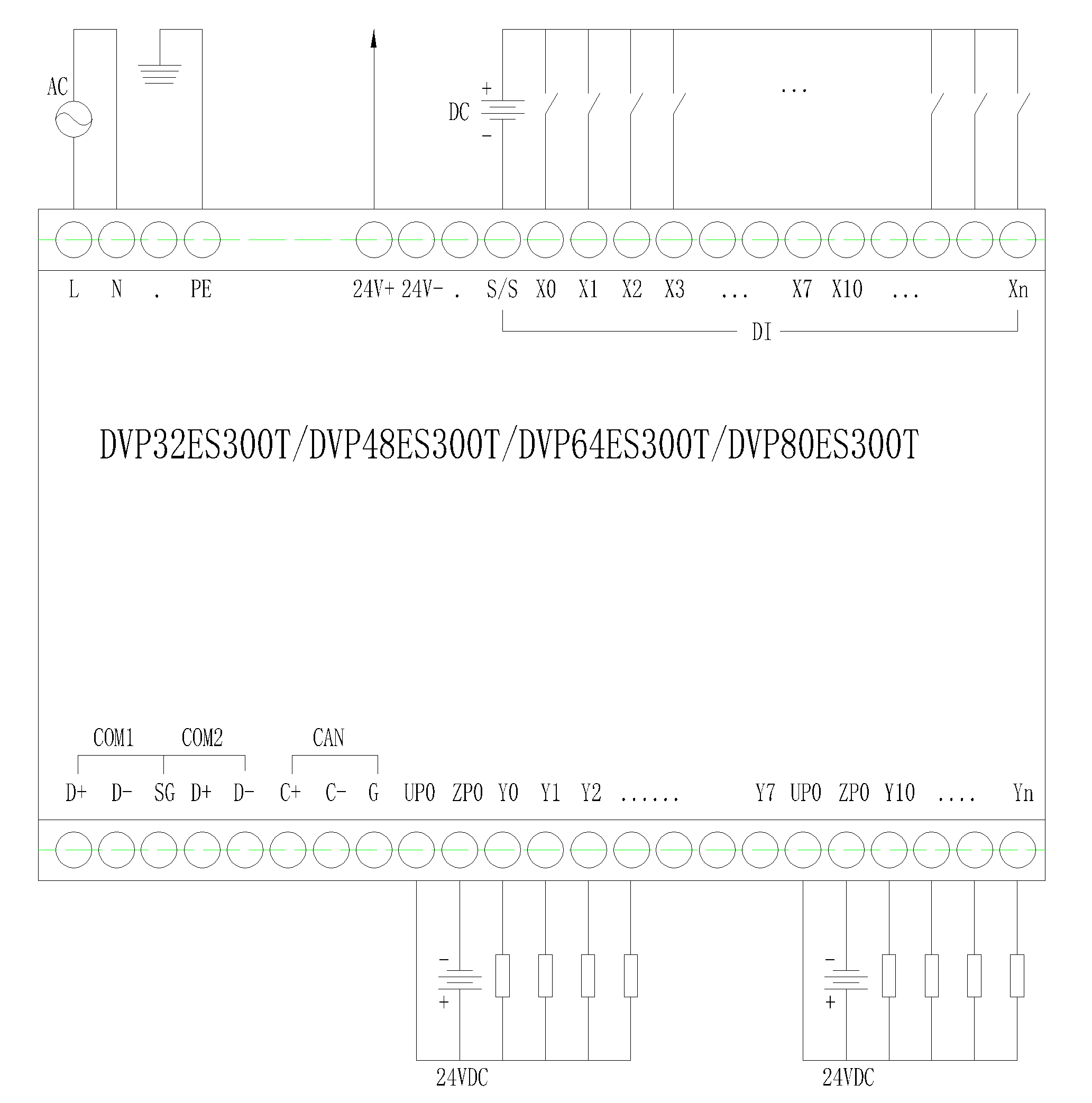 Delta ES3 Easy PLus 系列 6. 技术规格及硬件接线_台达dvpe3plc输出接线图-CSDN博客