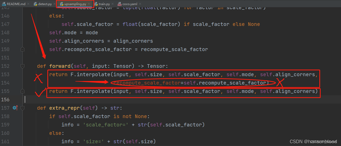 Yolov5报错:attributeerror ‘upsample‘ Object Has No Attribute ‘recompute