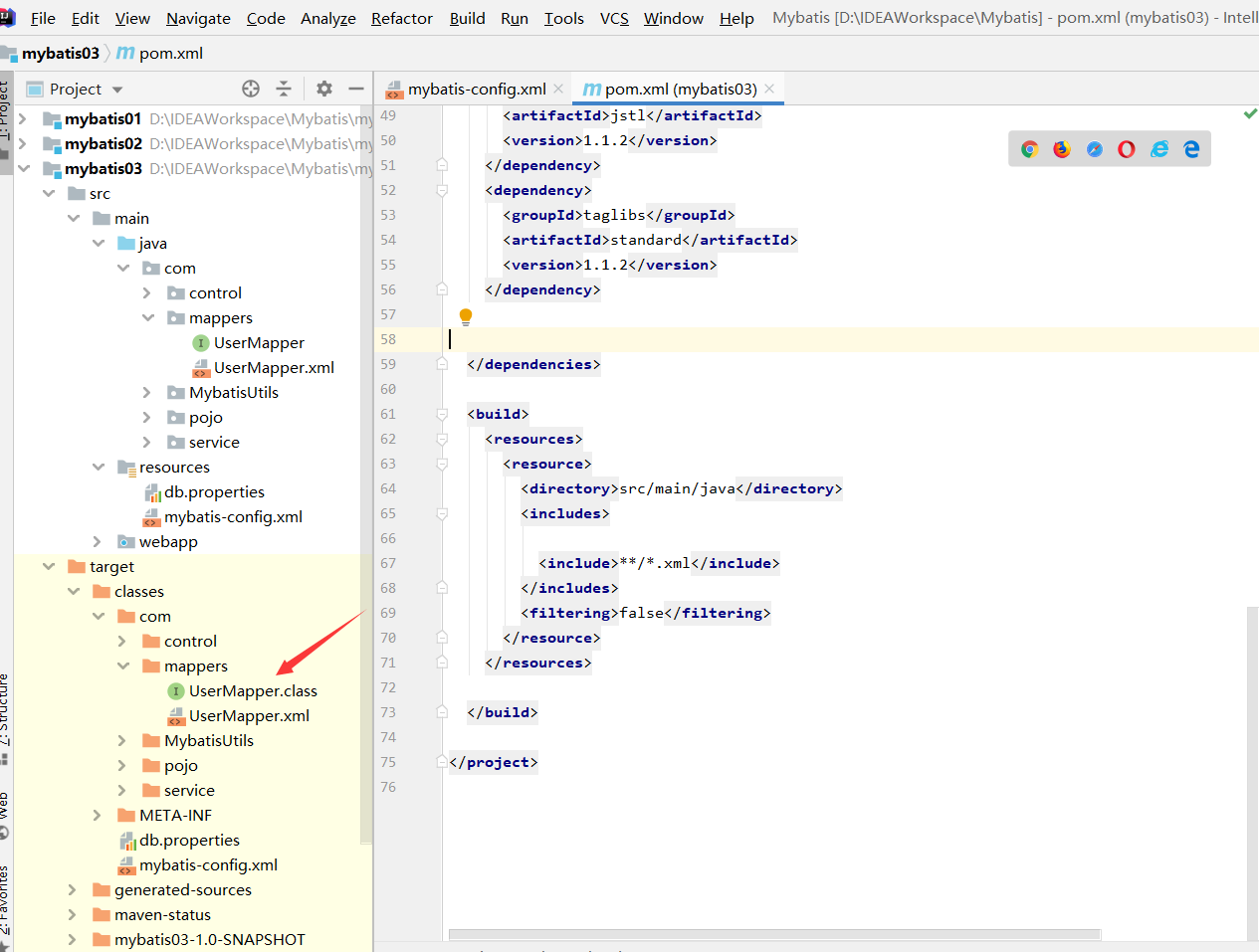 解决Maven项目下mapper.xml无法加载到target目录下的问题_navigation to target in mapper-CSDN博客