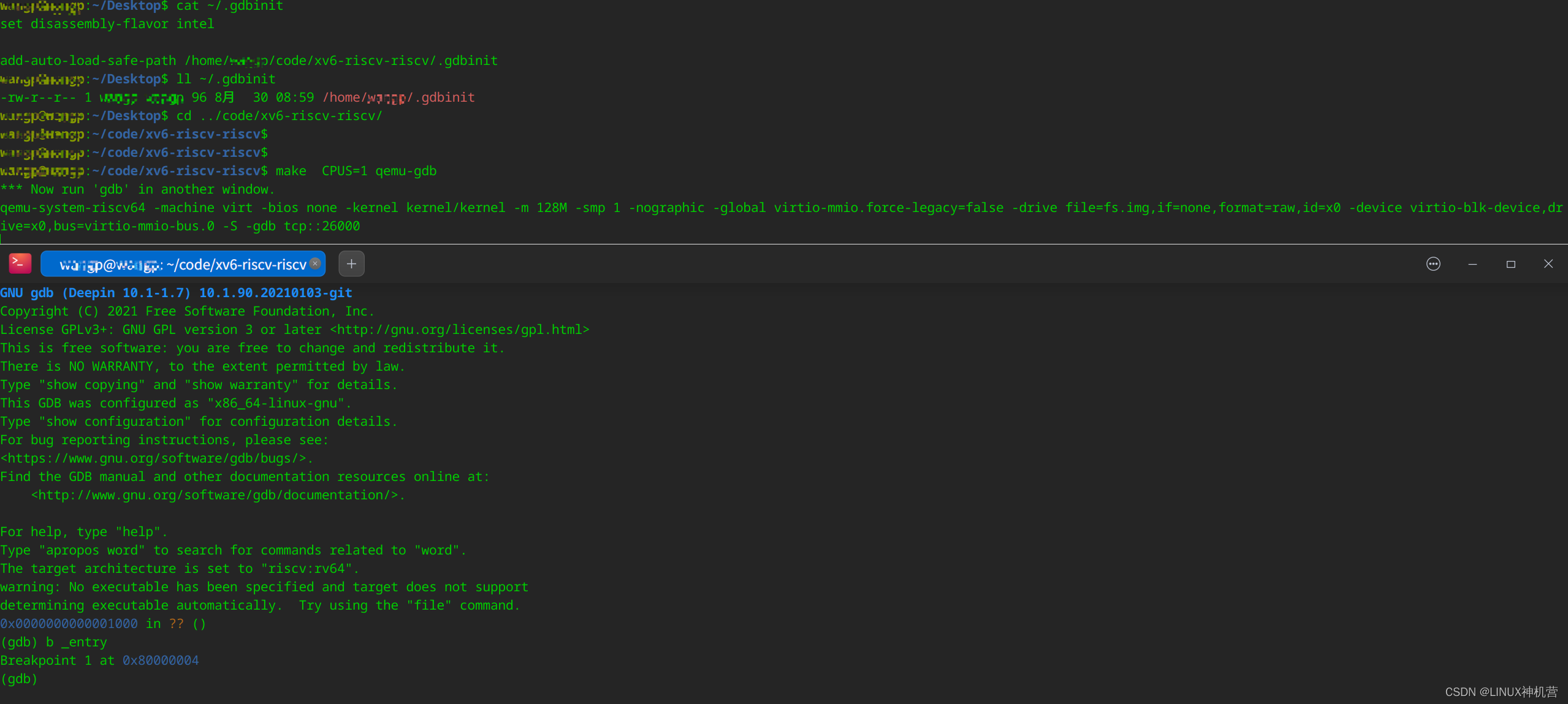 MIT 6.S081 2022 操作系统 XV6远程调试_riscv64-linux-gnu-gdb-CSDN博客