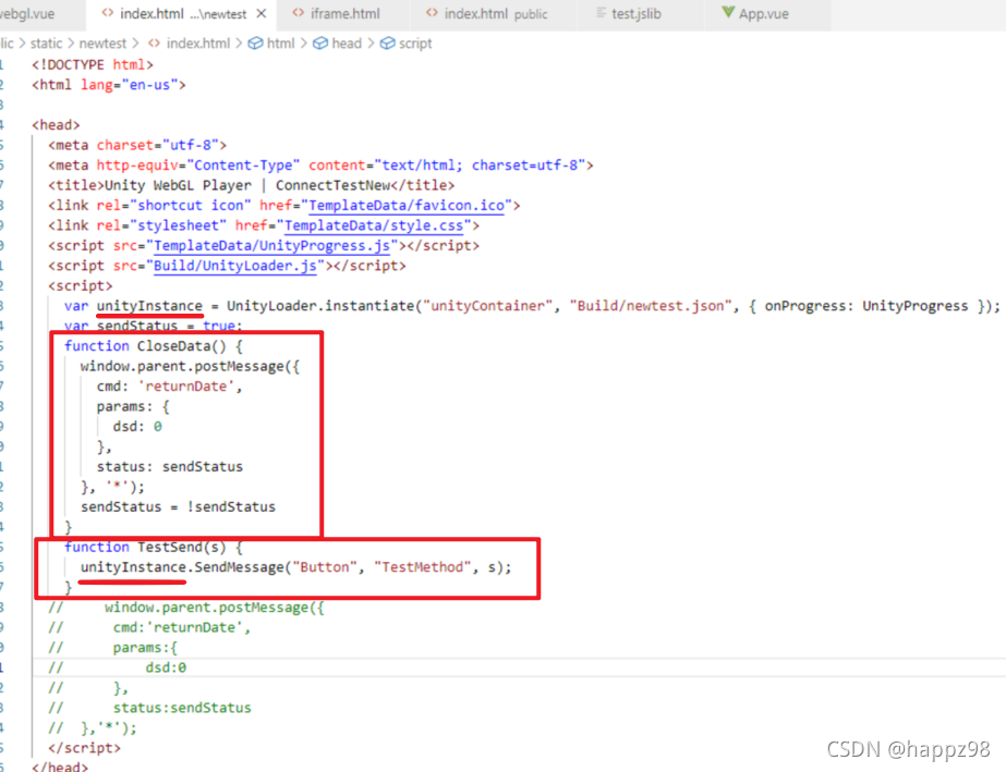 Unity Webgl 与前端页面通信 Html Vueunity Webgl 与html通信 Csdn博客
