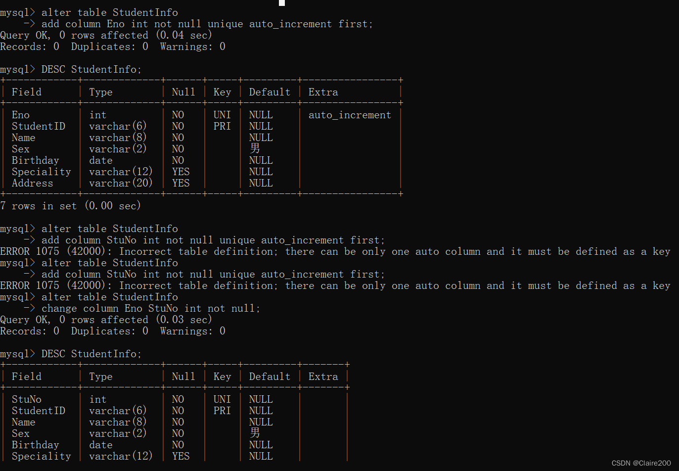 第三次作业（mysql数据库和表） Csdn博客 