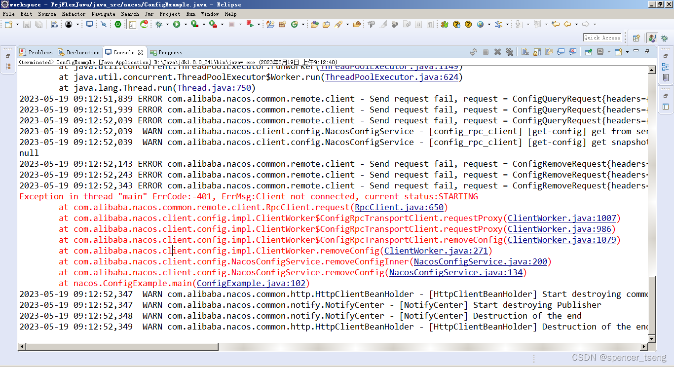 Exception in thread “main“ ErrCode:-401, ErrMsg:Client not connected, current status:STARTING-CSDN博客