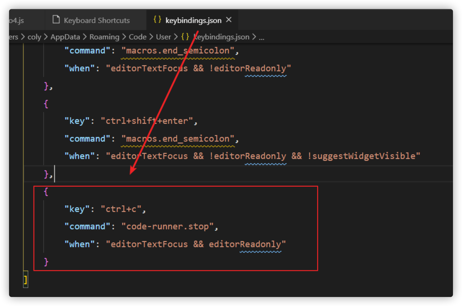vscode的codeRunner插件使用ctrl+c快捷键停止_vscode按下ctrl+c时,乱修改内容-CSDN博客