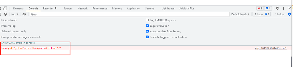 Vue 项目报错：Uncaught SyntaxError: Unexpected token ‘＜‘_uncaught syntaxerror: unexpected token
