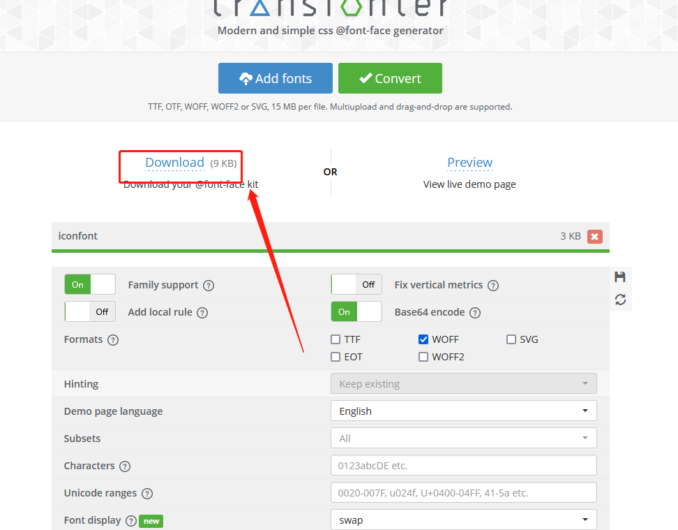 iconfont下载的本地文件的ttf、woff、woff2转换成base64位后引入iconfont.css使用_woff2转base64-CSDN博客