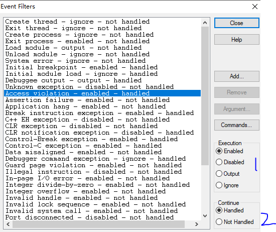windbg 设置忽略access violation-CSDN博客