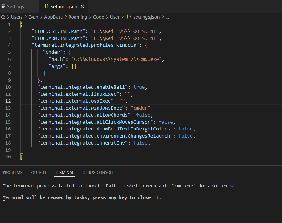 The Terminal Process Failed To Launch Path To Shell Executable cmd