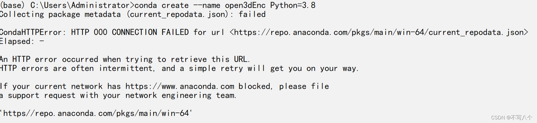 解决Anaconda出现CondaHTTPError: HTTP 000 CONNECTION FAILED for url问题_anaconda url-CSDN博客