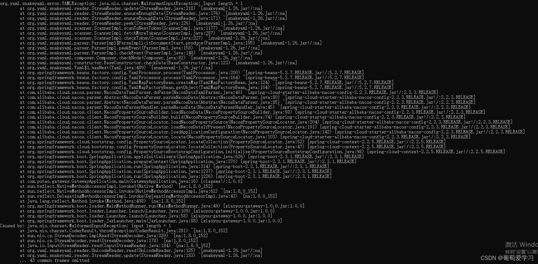 idea启动正常，jar启动报错 Caused by: java.nio.charset.MalformedInputException: Input length = 1_idea运行正常 ...