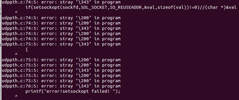Linux C compiler program error "stray '\ 302' or '\ 240' in program" Solutions - Programmer Sought