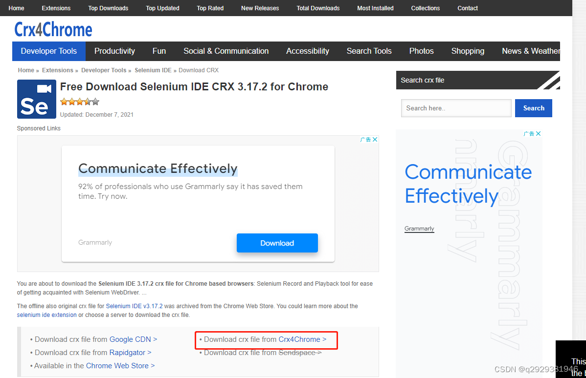 谷歌安装Selenium IDE插件_download selenium ide 3.17.2 crx file for chrome --CSDN博客