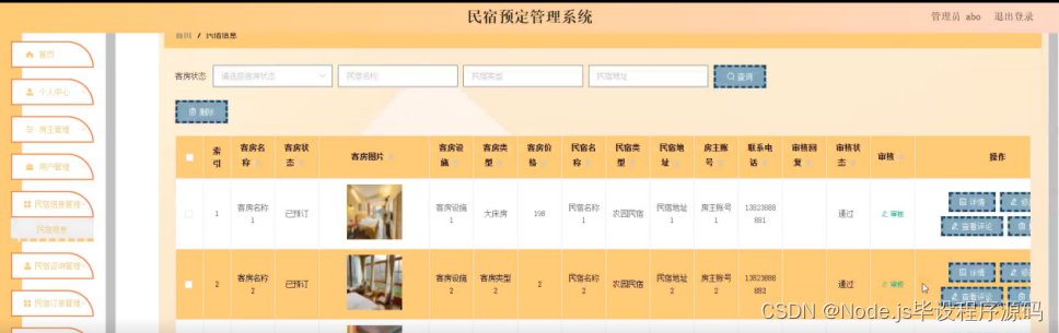计算机毕业设计nodejs民宿预定管理系统源码程序lw远程调试基于nodejs的民宿预定系统 Csdn博客
