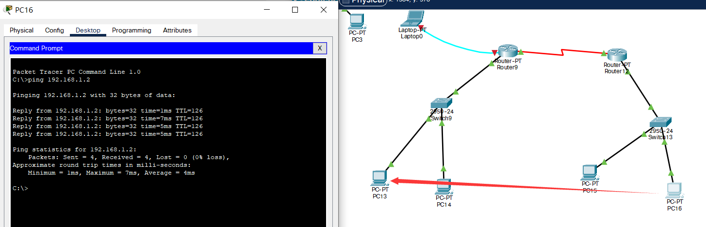 计算机网络——Cisco Packet Tracer 实验_使用cisco packet tracer在pc1使用ping命令测试pc2的连通 ...