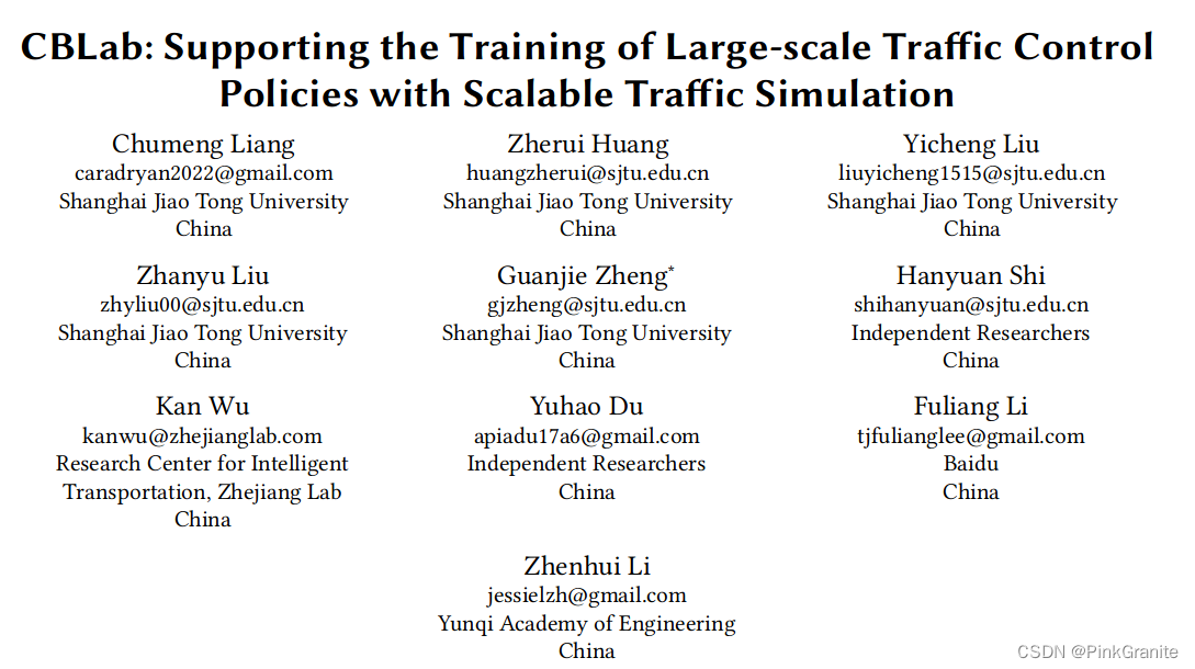 CBLab: Supporting the Training of Large-scale Traffic Control Policies with Scalable Traffic ...